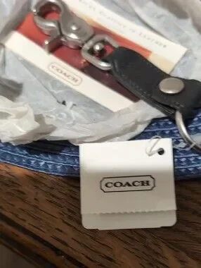 Coach | Accessories | Vintage New Coach Black Leather Snap Key Fob With ...